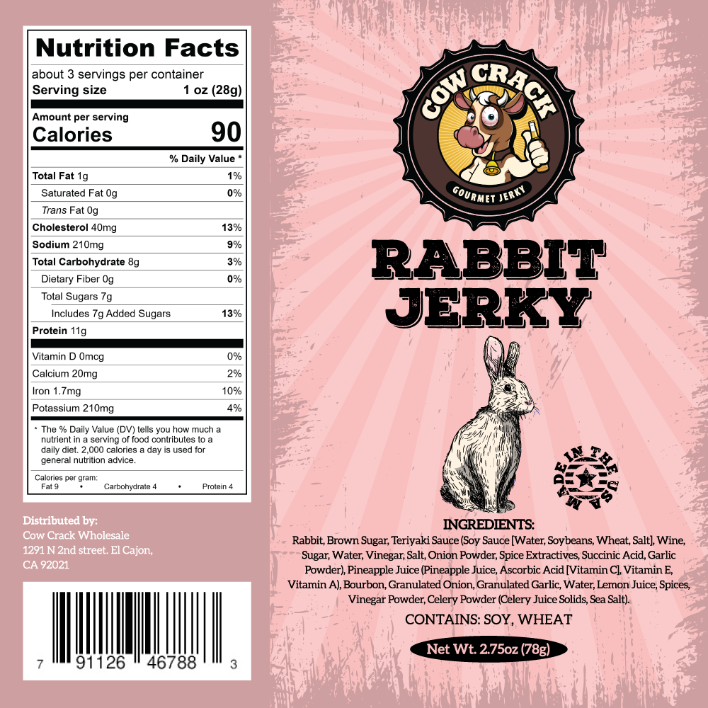 Cow Crack Rabbit Jerky 2.75 oz | Jumbo Jelly Bean Corp.